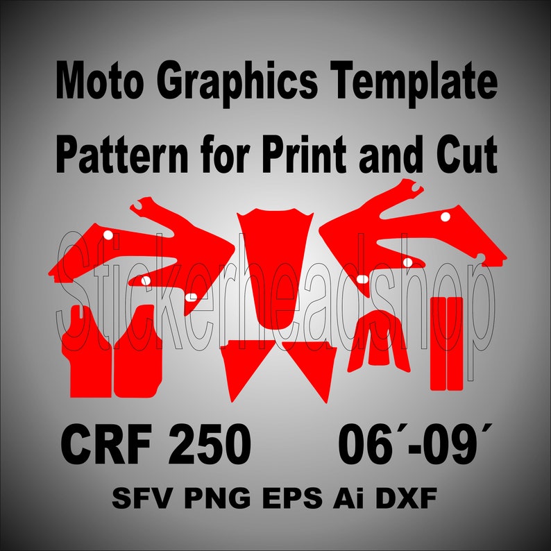 Honda CRF 250 2006 2007 2008 2009 Skin Vector Graphic Template, Ready ...