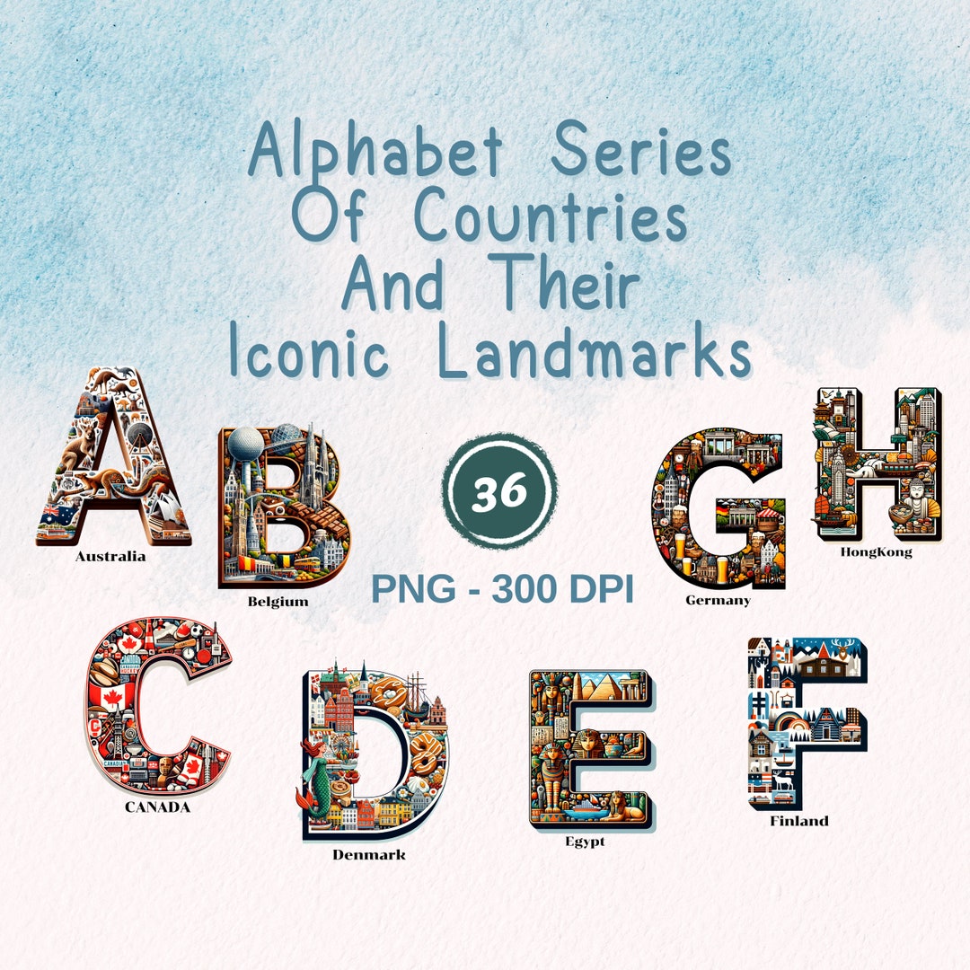 Alphabet Series of Countries and Their Iconic Landmarks - Etsy