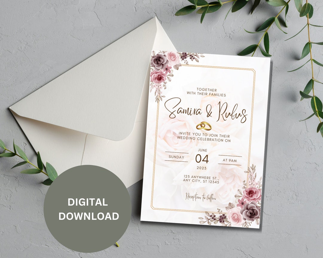 Unique Wedding Invite, Simple Wedding Invitation Template, Modern ...