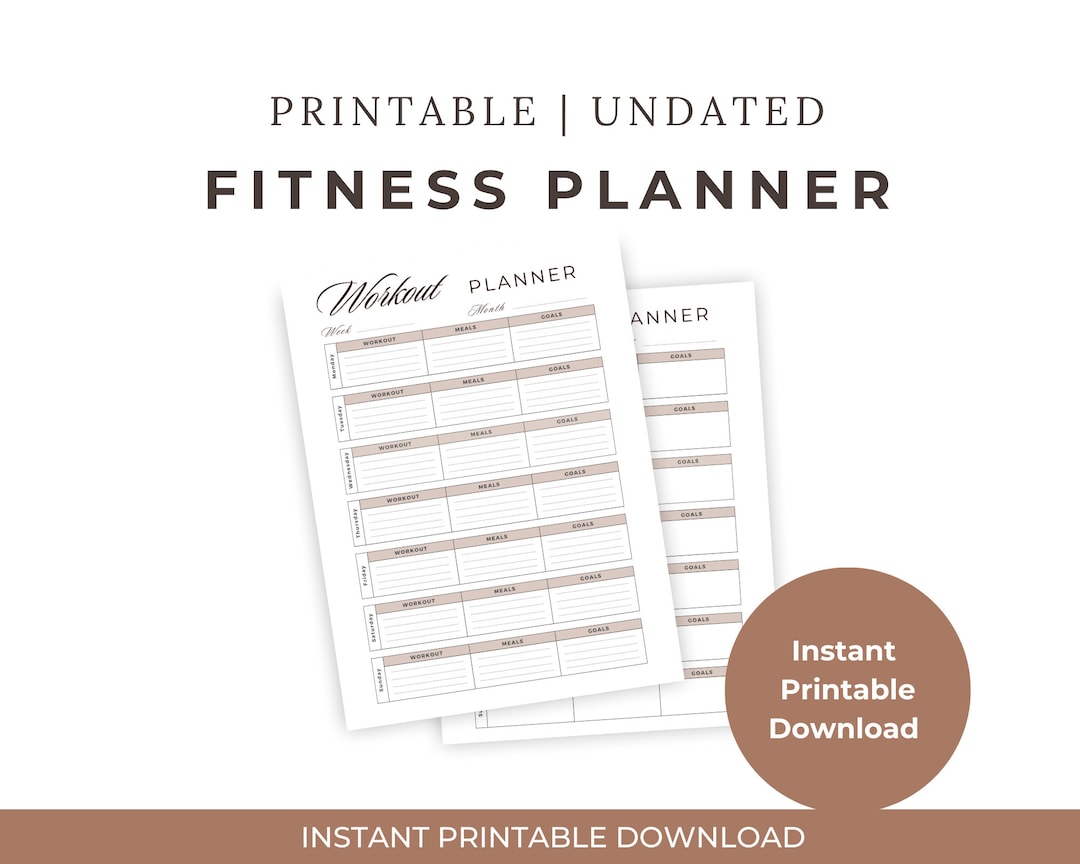Printable Workout Planner, Exercise Tracker, Goal Planner, Exercise Log ...
