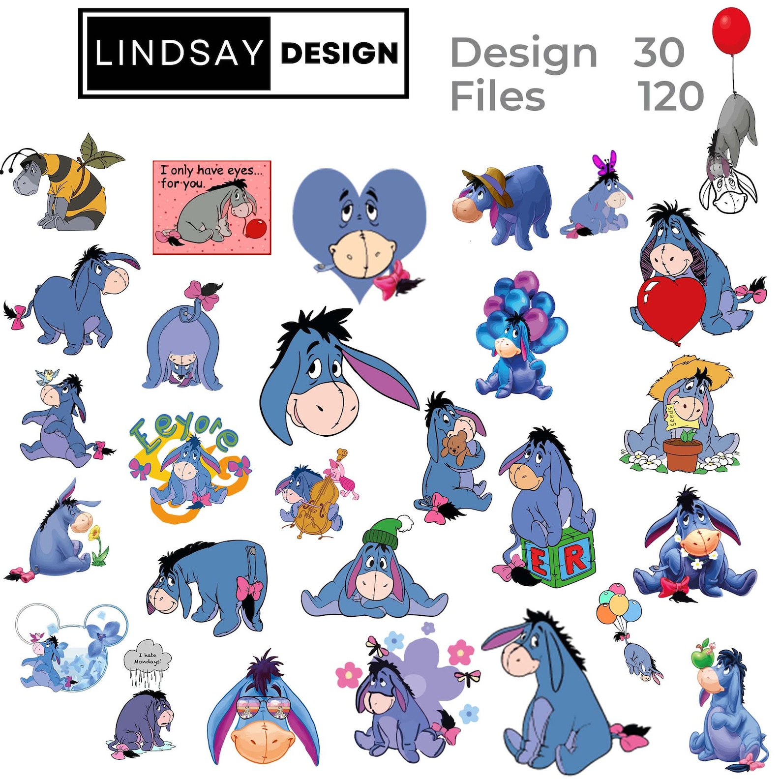 Eeyore Cartoon Films PNG-PDF-SVG Stickers-layered Files-cricut - Etsy