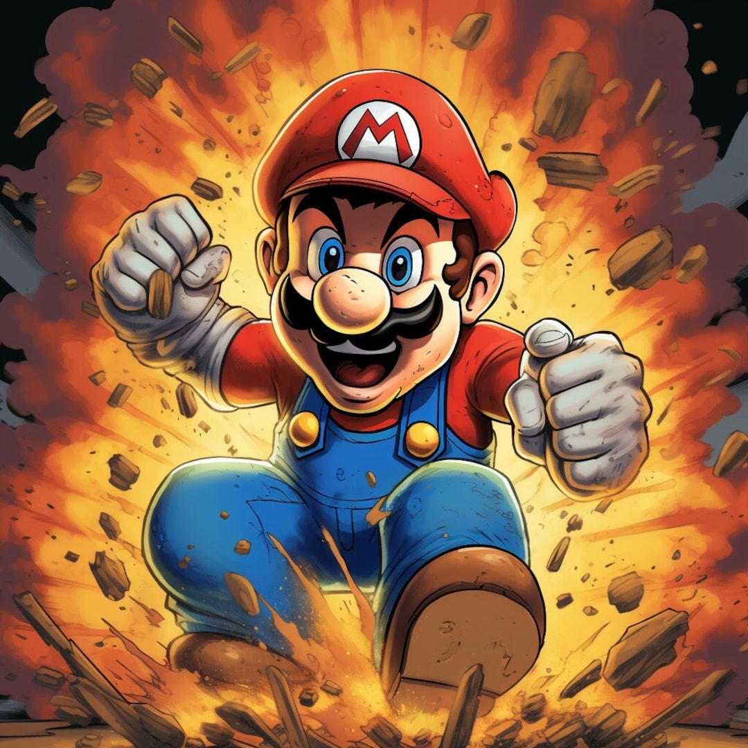 Super Nintendo Super Mario 'explosion' Digital Print - Etsy