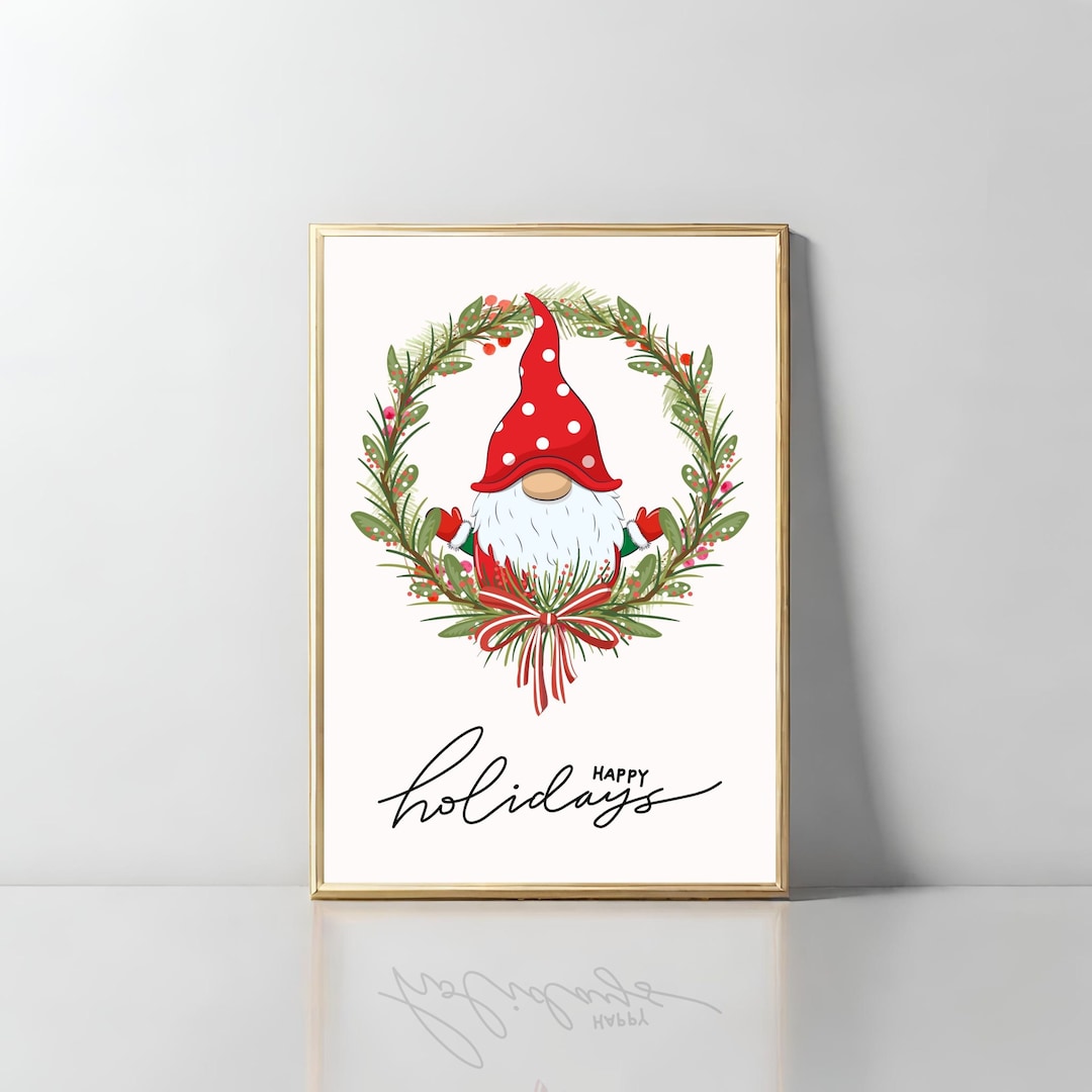 Gnomes Christmas Wall Art Winter Gnomes Holiday Decor PRINTABLE ...