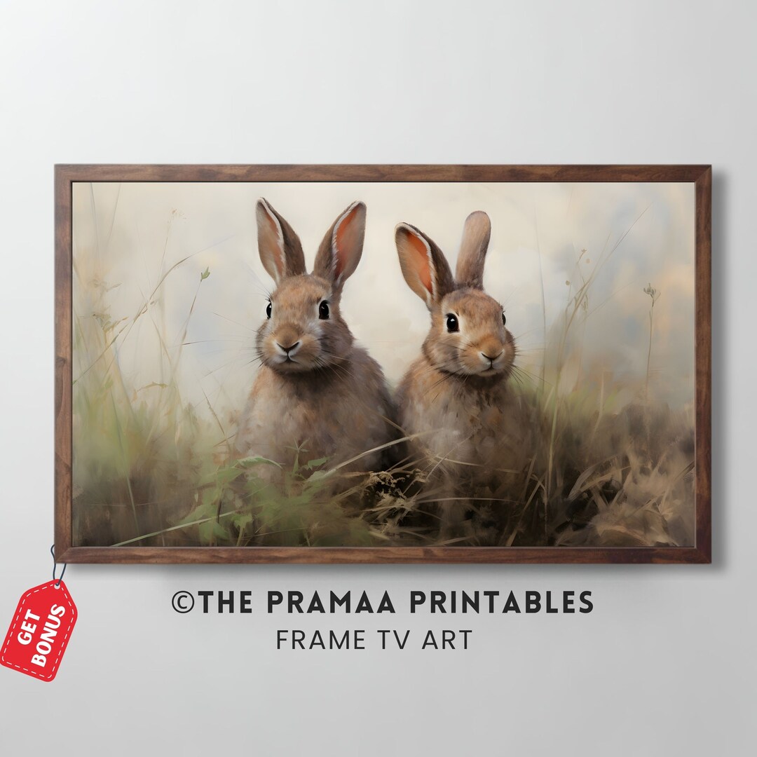 Easter Bunnies Samsung Frame Tv Art, Vintage Spring Bunny Painting ...