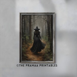 Witchy Art Print Vintage Halloween Oil Painting, Antique Dark Academia ...