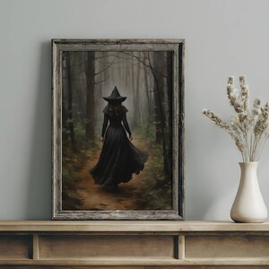 Witchy Art Print Vintage Halloween Oil Painting, Antique Dark Academia ...