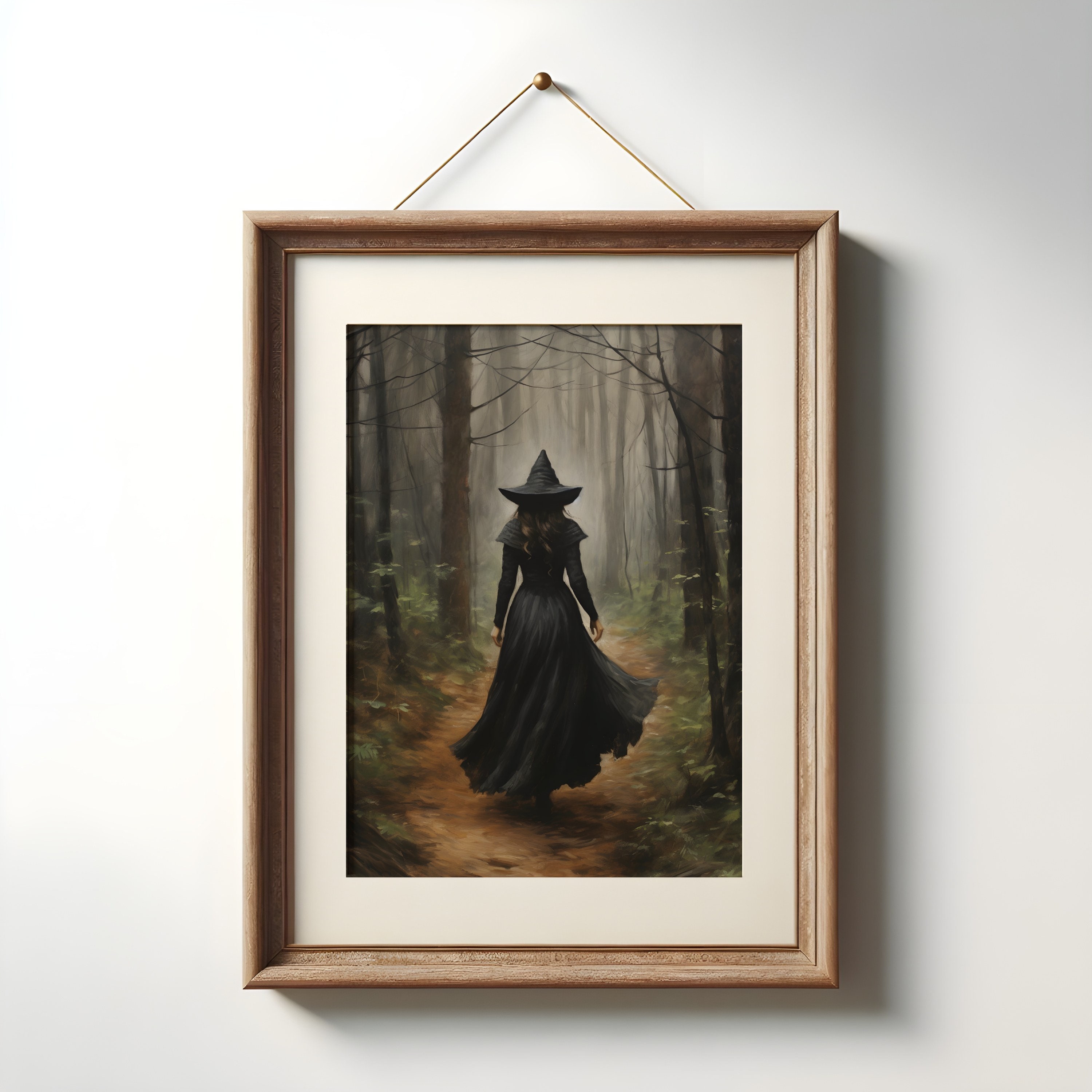 Witchy Art Print Vintage Halloween Oil Painting, Antique Dark Academia ...