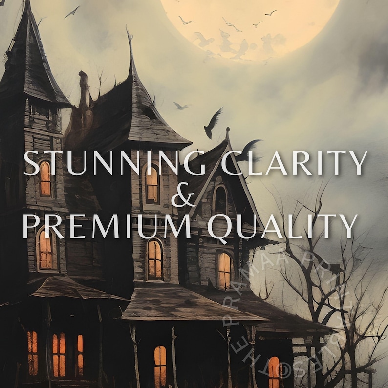 Haunted House Landscape Oil Painting, Spooky Mansion Wall Art Vintage ...