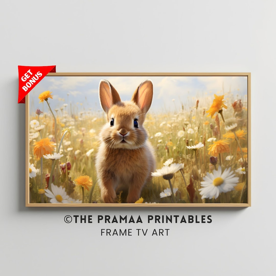 Easter Floral Bunny Painting Samsung Frame Tv Art, Rabbit in Wildflower ...