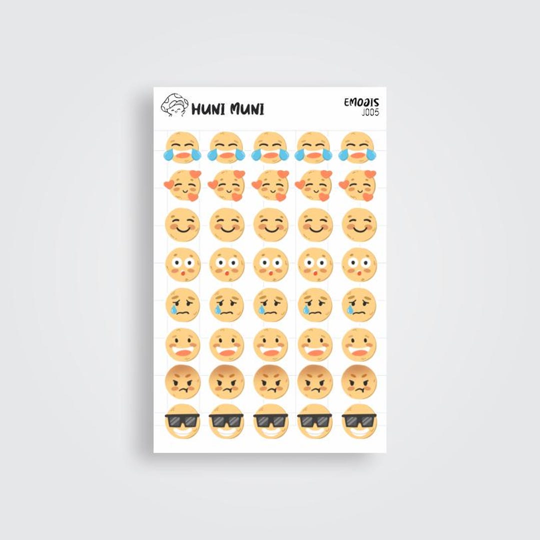 Emoji Emoticons Sticker Sheet Journal, Calendar, Planner, Scrapbook ...