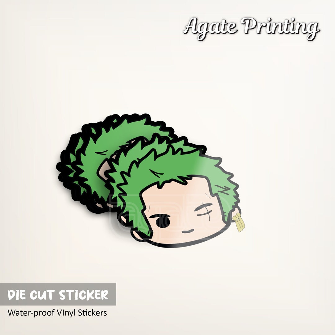 Roronoa Zoro Peeking Vinyl Sticker One Piece Doodle Waterproof Etsy