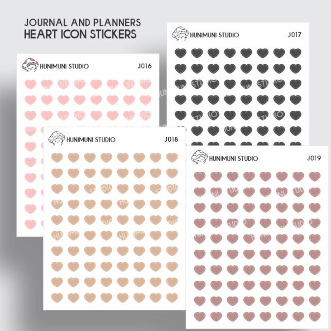 Tiny Mini Heart Shape Icon Sticker Sheet | Minimalist Functional ...