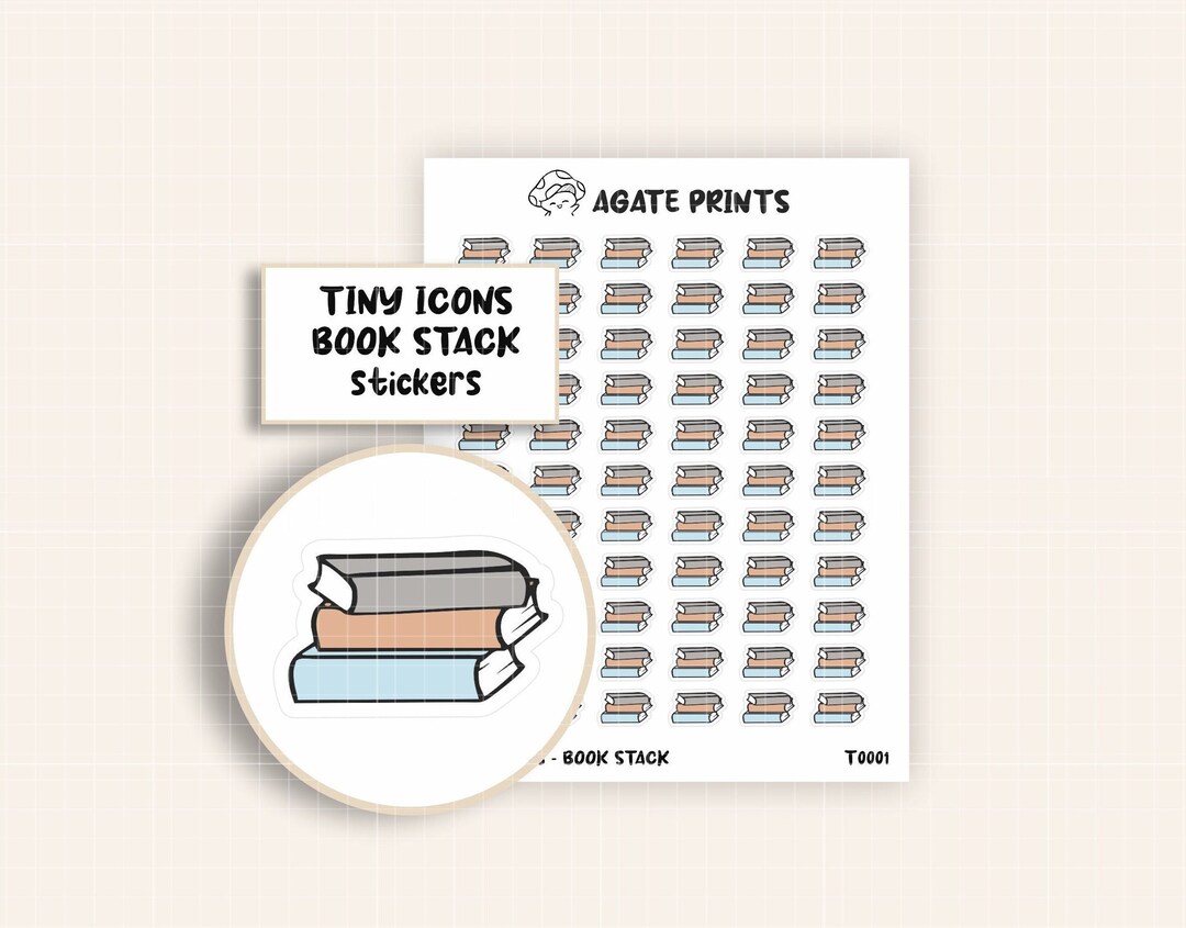 Book Stack Stickers Doodle Sticker Sheet Bookwork Book Icons Hand Drawn ...