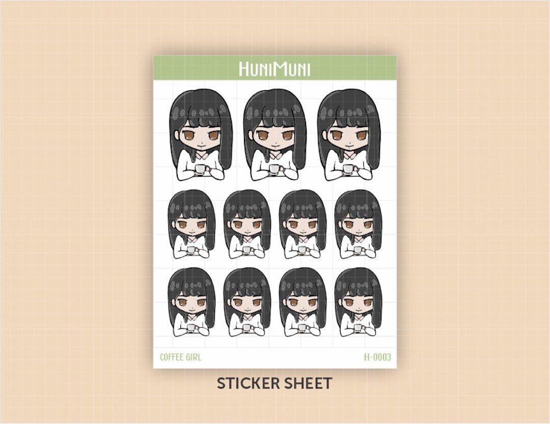 Coffee Girl Coffee Date Sticker Sheet Matte Laminated Hand Drawn ...