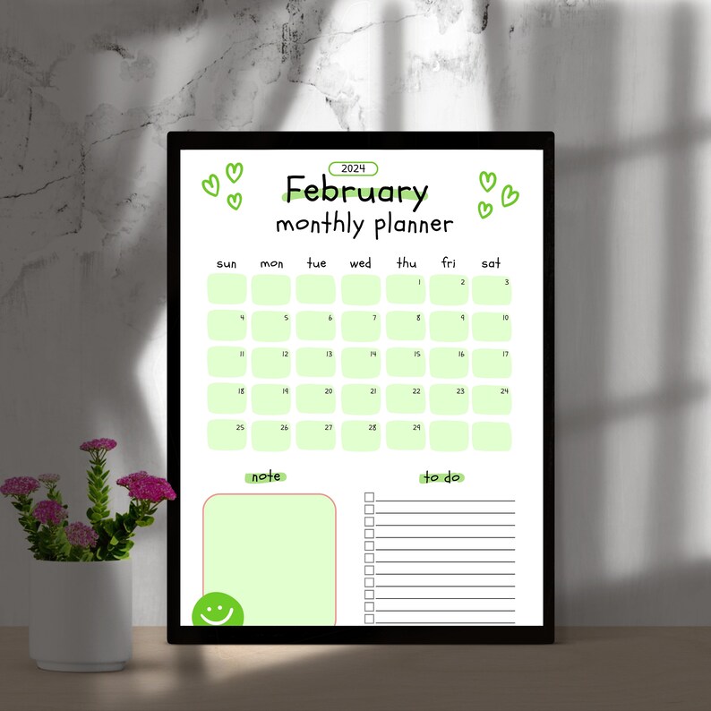 Fillable/editable February Calendar February 2024 Calendar Simple ...