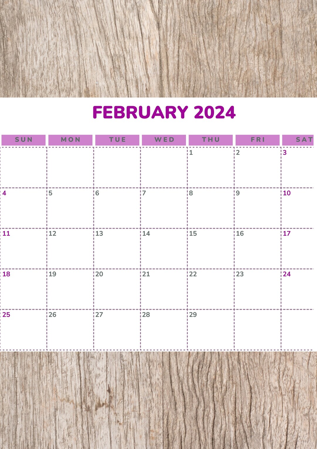 Fillable/editable February Calendar February 2024 Calendar Simple ...