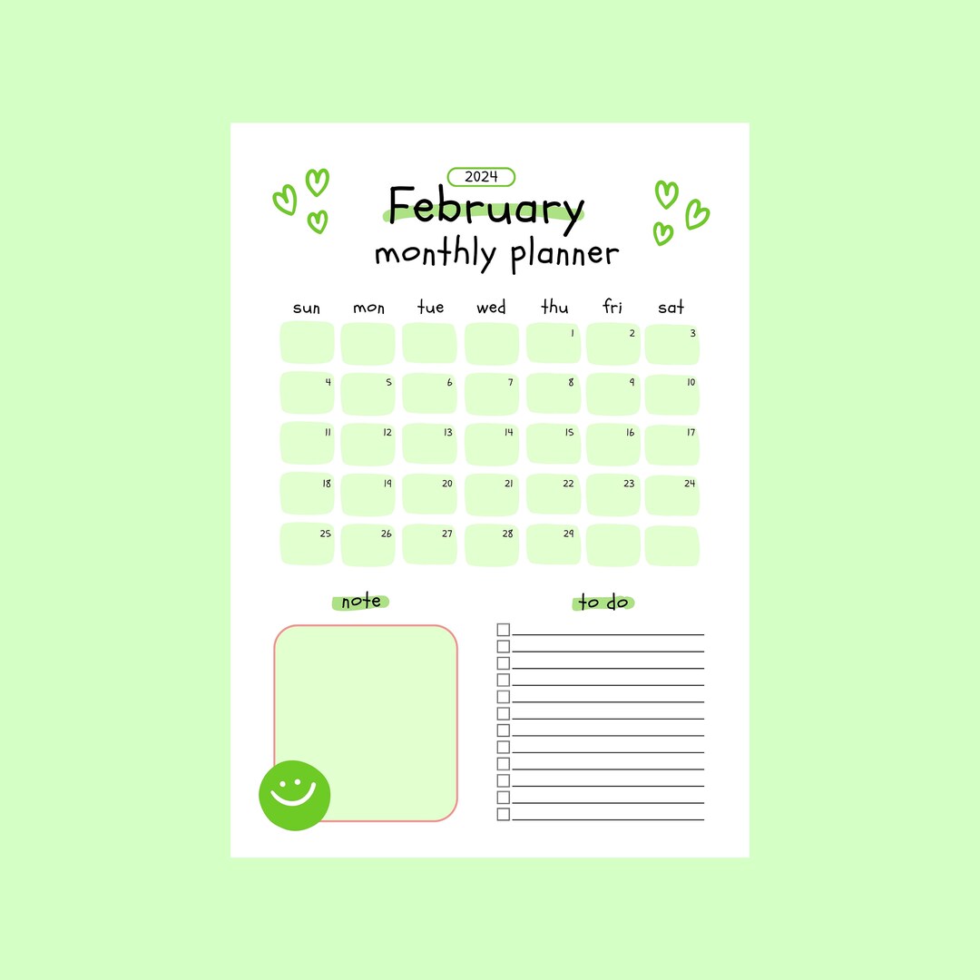 Fillable/editable February Calendar February 2024 Calendar Simple ...