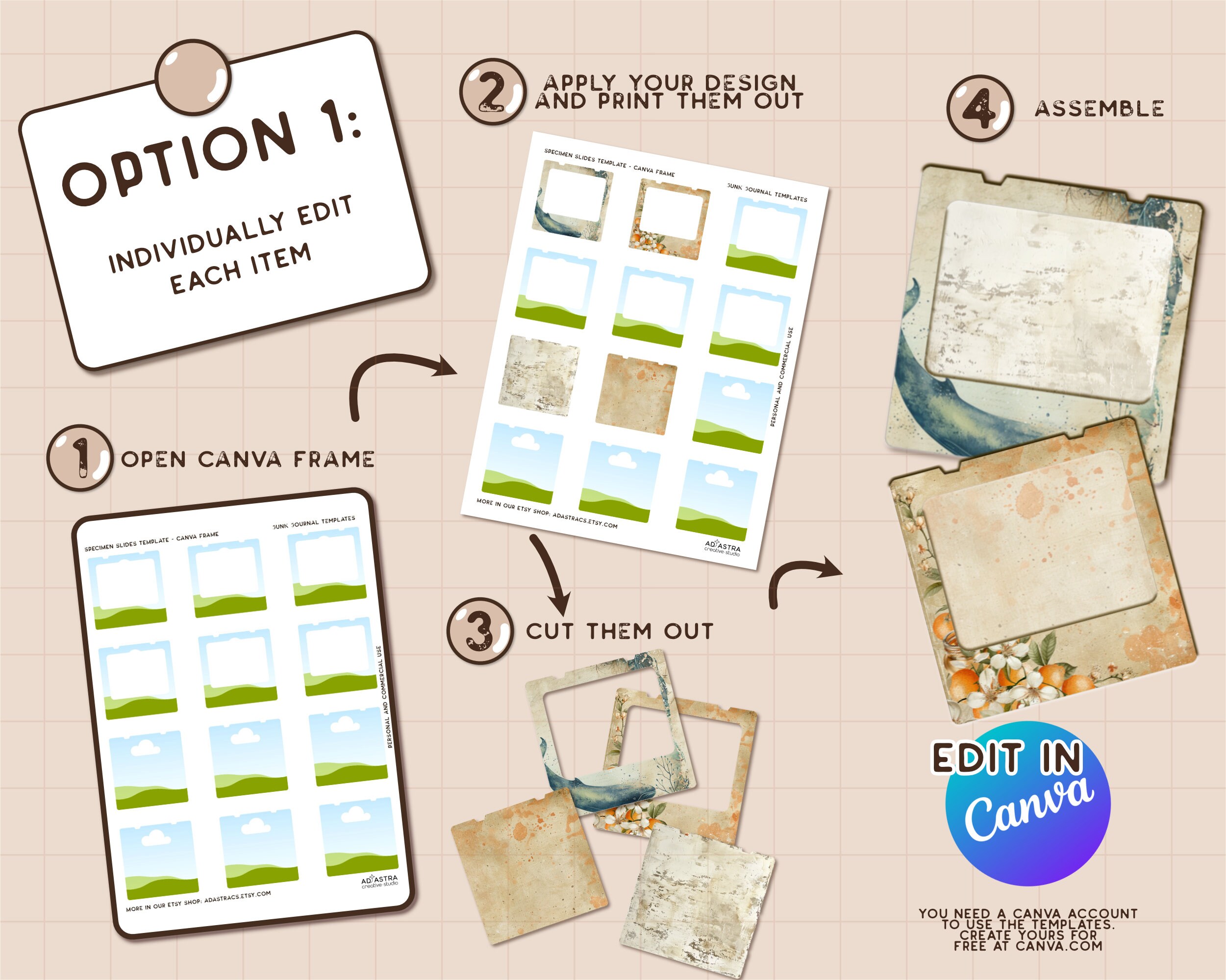 CANVA FRAMES / Canva Template for Creating Journaling Pages / Specimen ...