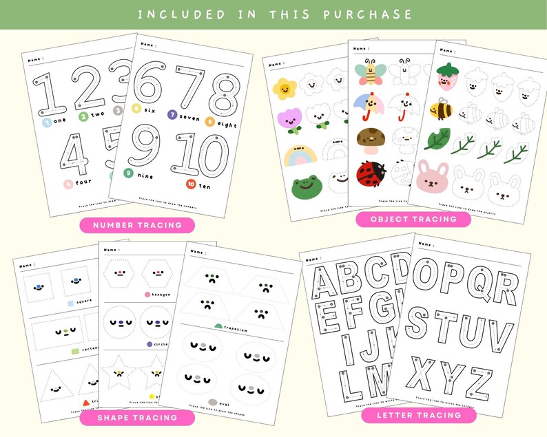 Preschool Tracing and Matching Worksheets Bundle, Tracing Worksheets ...