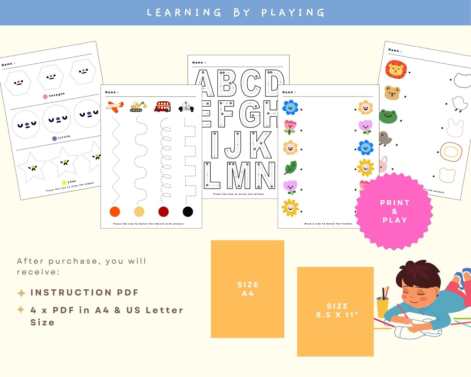 Preschool Tracing and Matching Worksheets Bundle, Tracing Worksheets ...