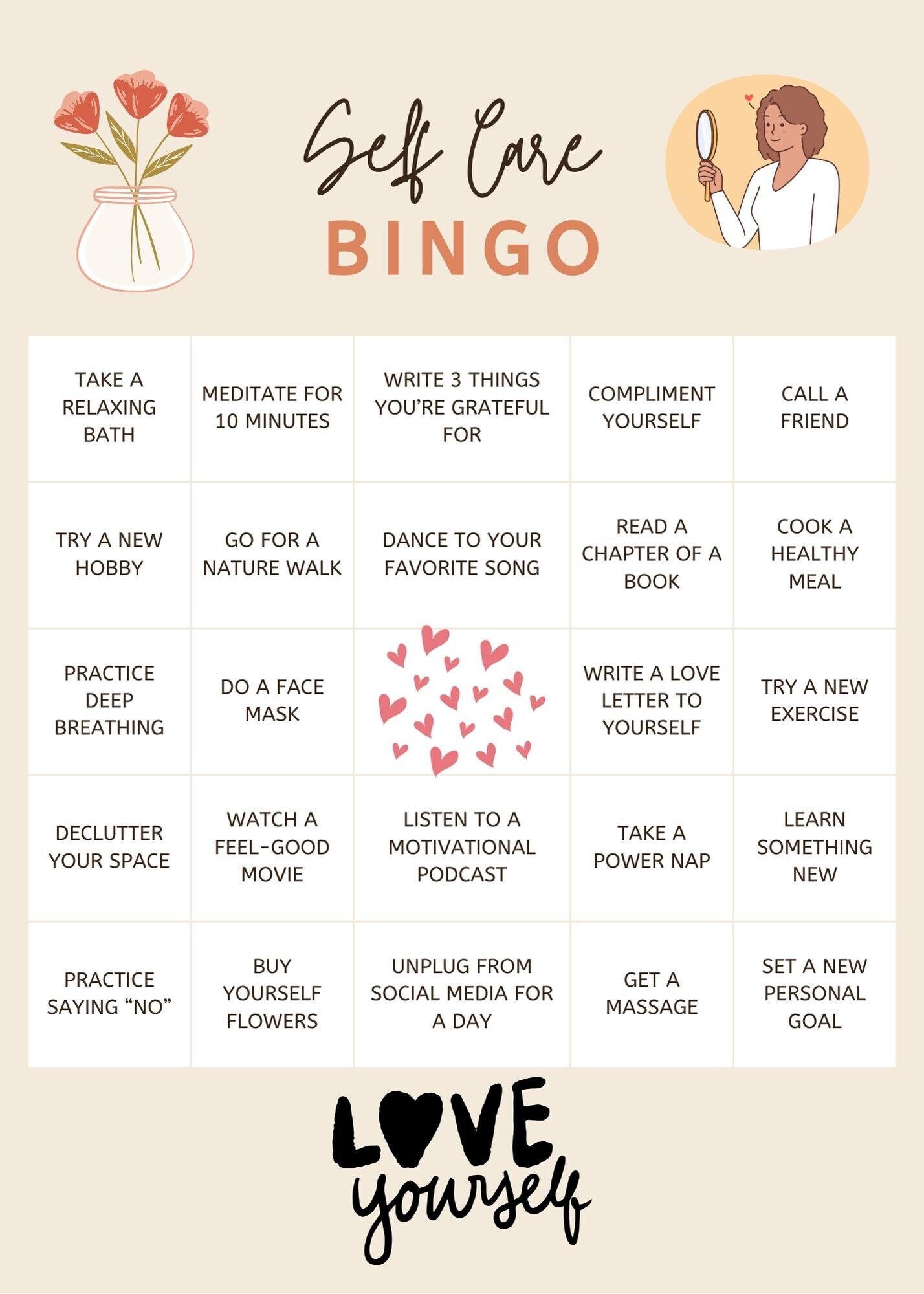 Self Love Bingo Template Digital Download Printable Self Care Activity ...