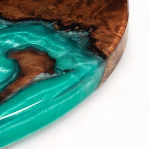 Turquoise Epoxy Resin Lazy Susan: Wood Turntable Organizer (16 Inch) - Etsy