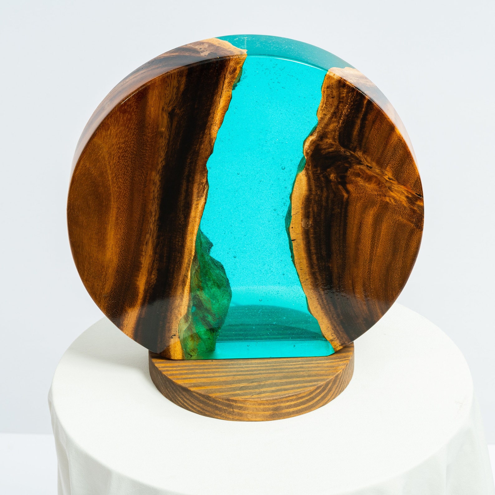 Wood and Resin Table Lamp: Dimmable LED Night Light - Etsy