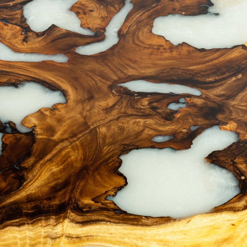 48x27 Wood and Epoxy Resin White Standing Desk Ergonomic Desk, Height ...