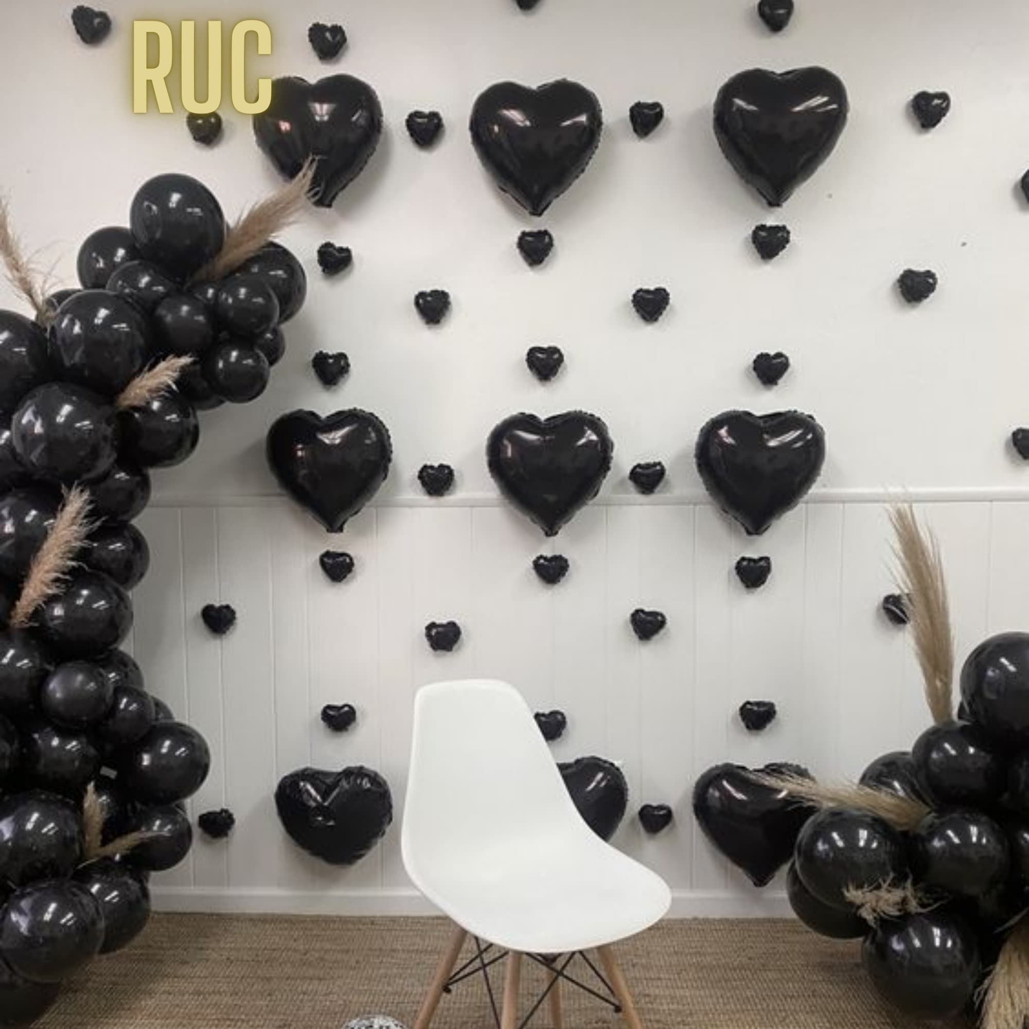 Metallic Black Heart Balloons, Party Balloons, Pari Supplies - Etsy