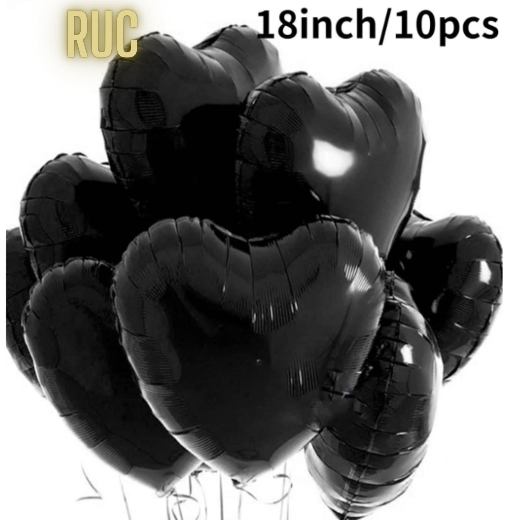 Metallic Black Heart Balloons, Party Balloons, Pari Supplies - Etsy