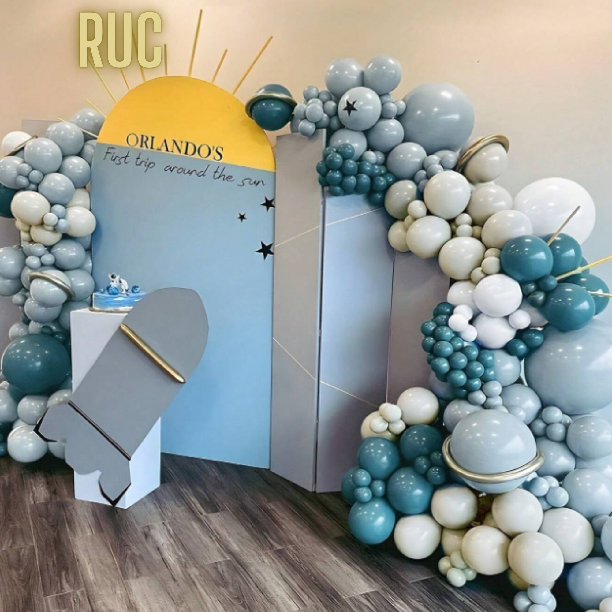 Elegant Pari Bloons Dusty Blue Sand White Balloon Garland Arch Set Baby ...