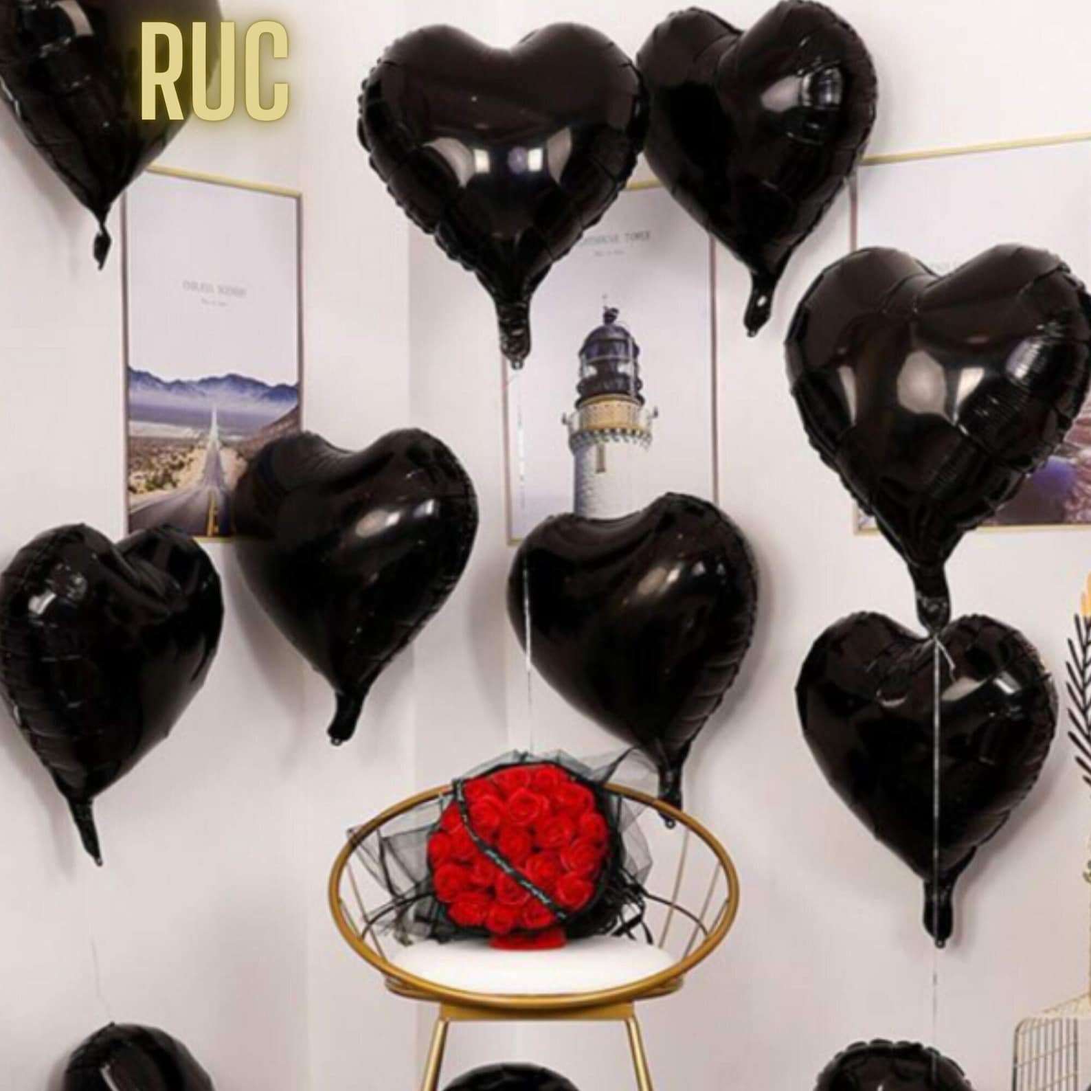 Metallic Black Heart Balloons, Party Balloons, Pari Supplies - Etsy
