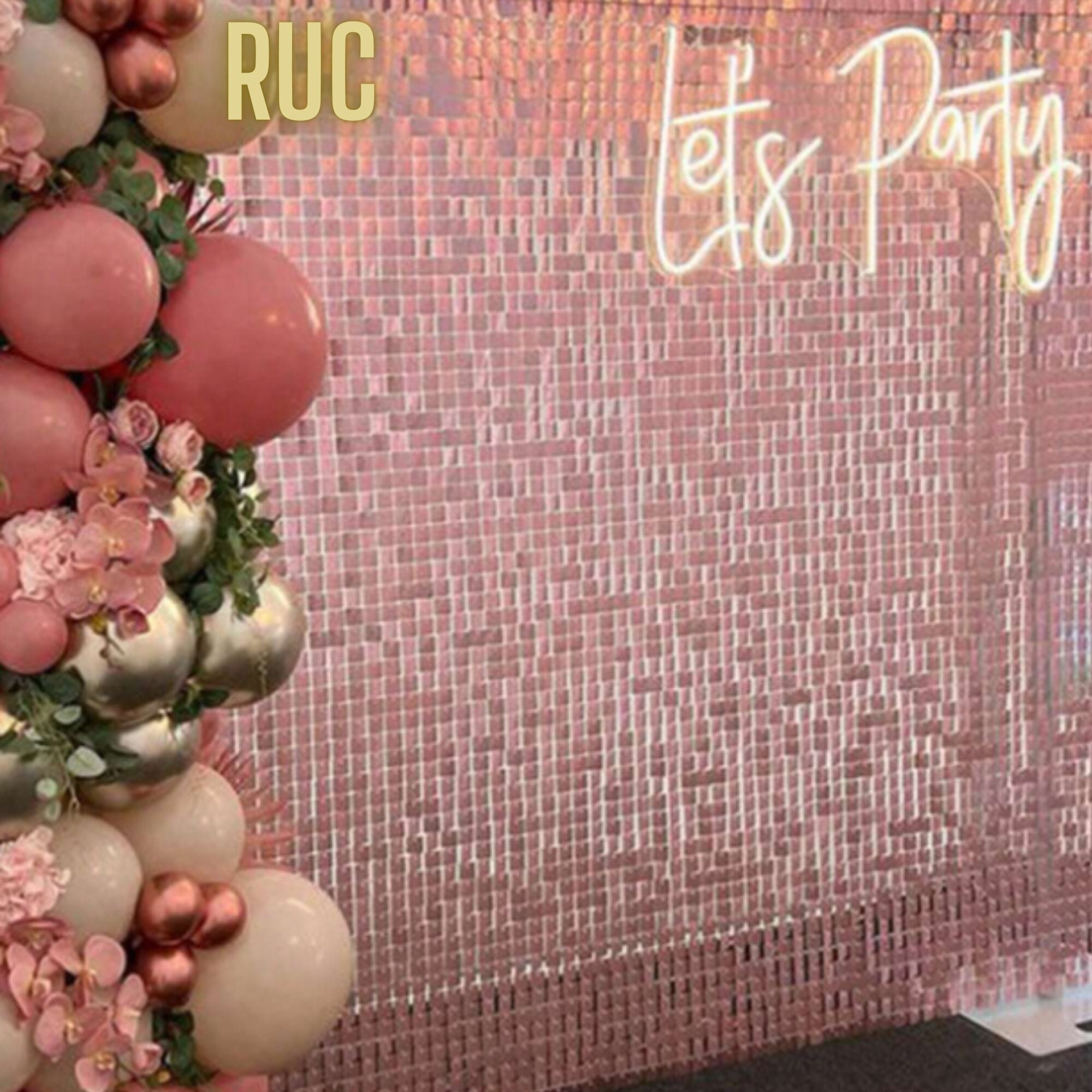 Rose Gold Party Backdrop Foil Fringe Tinsel Curtain, Birthday Party ...