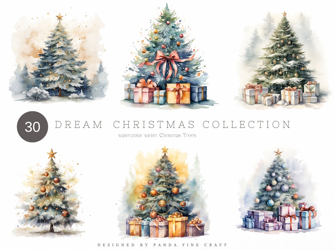 Watercolor Christmas Tree, Watercolor Winter Clipart, Christmas Season ...
