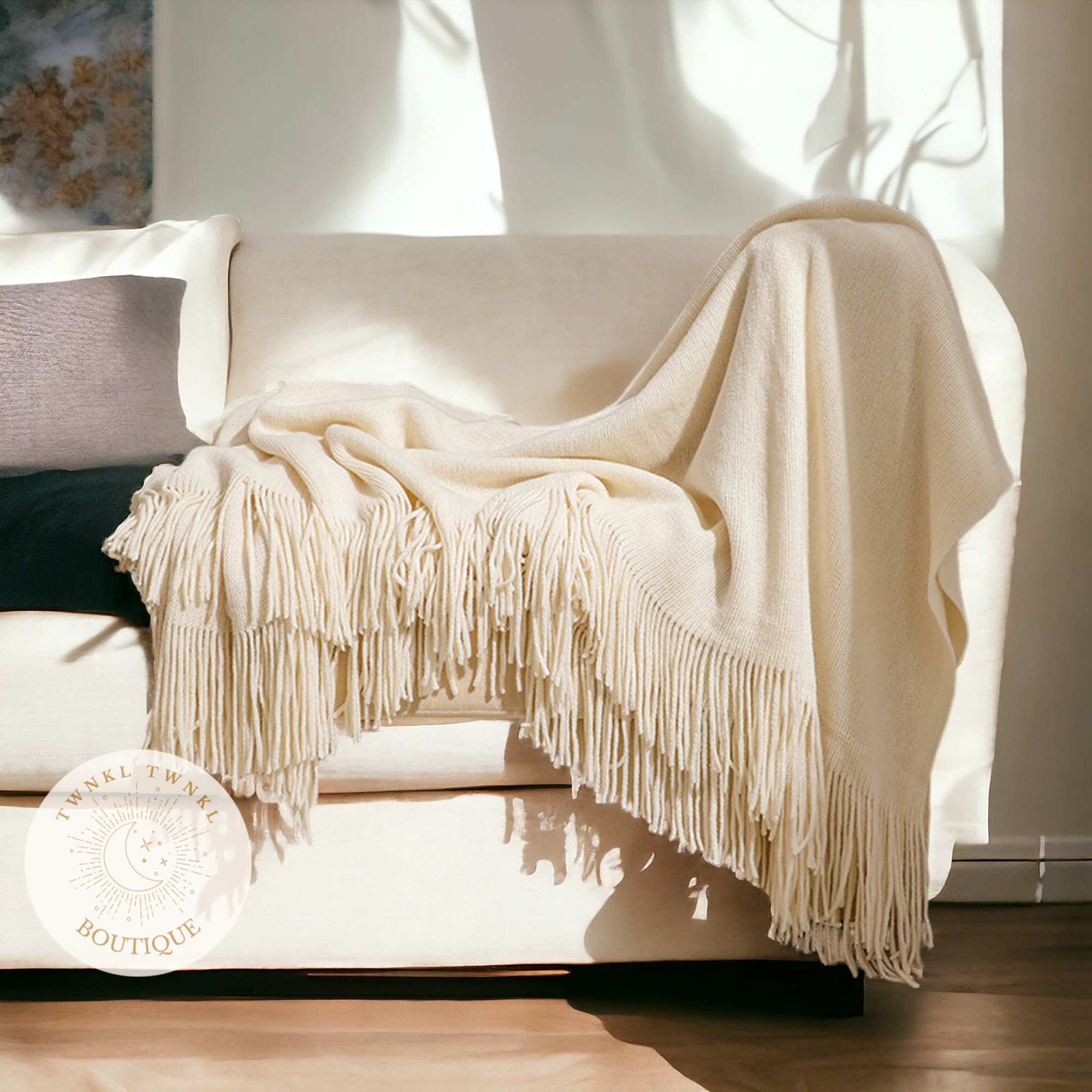 Woven Yellow Bohemian Throw Blanket Cottagecore Decor Cozy Home Decor ...