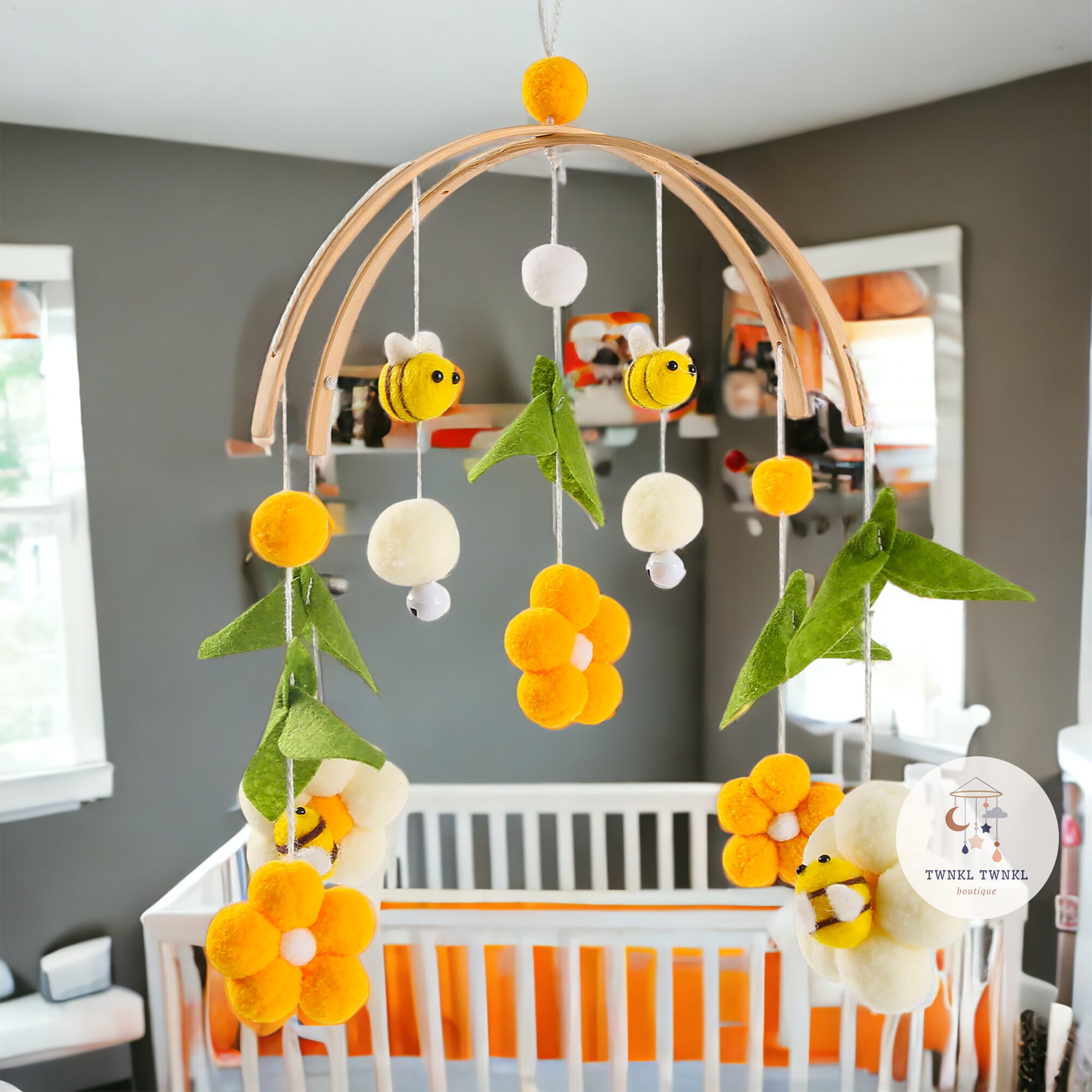 Bumble Bee Baby Mobile Orange Baby Crib Mobile Pink - Etsy Australia