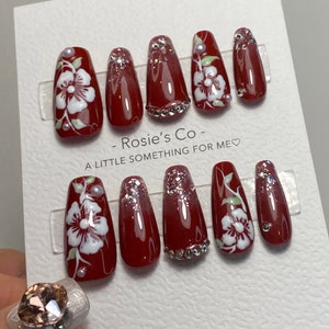 Reusable Enchanted Blooms / Handmade Nails / Faux Nails / Luxury Nails ...