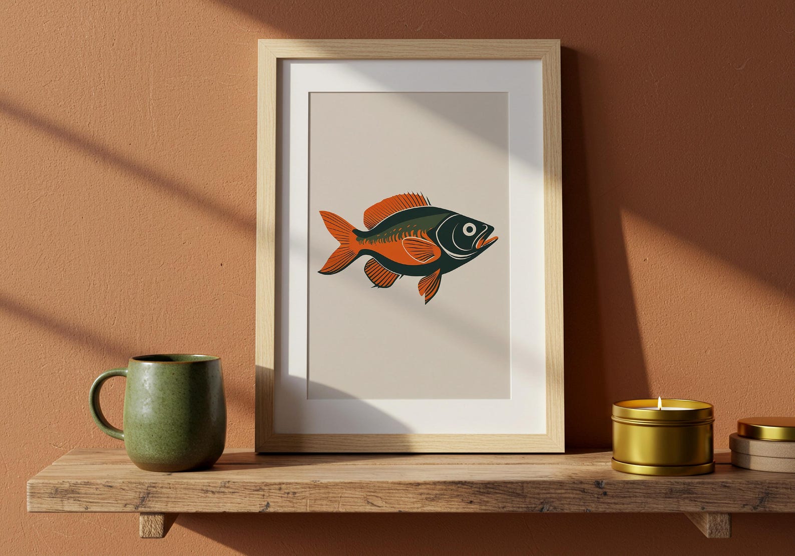 Stylised Fish Wall Art Print, Modern Aquatic Poster, Minimalist ...