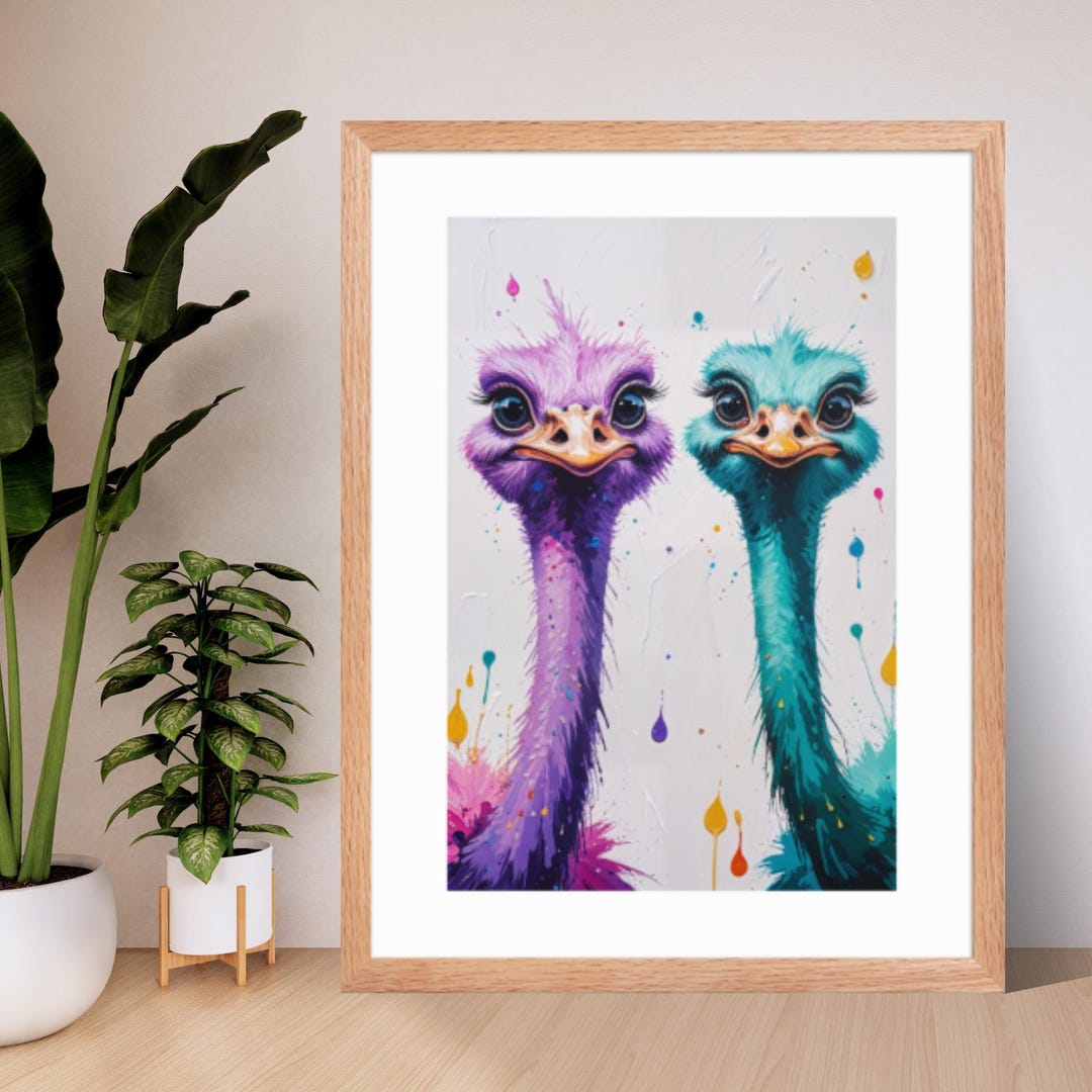 Colourful Ostrich Art Print (digital Download)– Dripping Paint Style ...