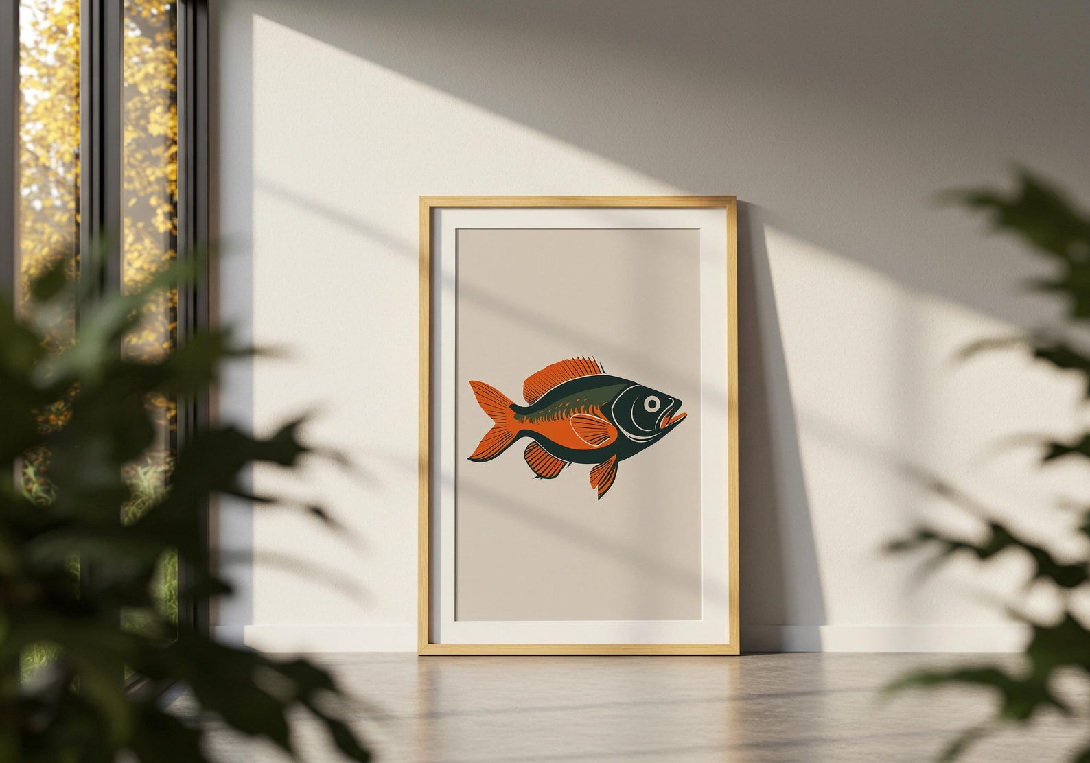 Stylised Fish Wall Art Print, Modern Aquatic Poster, Minimalist ...
