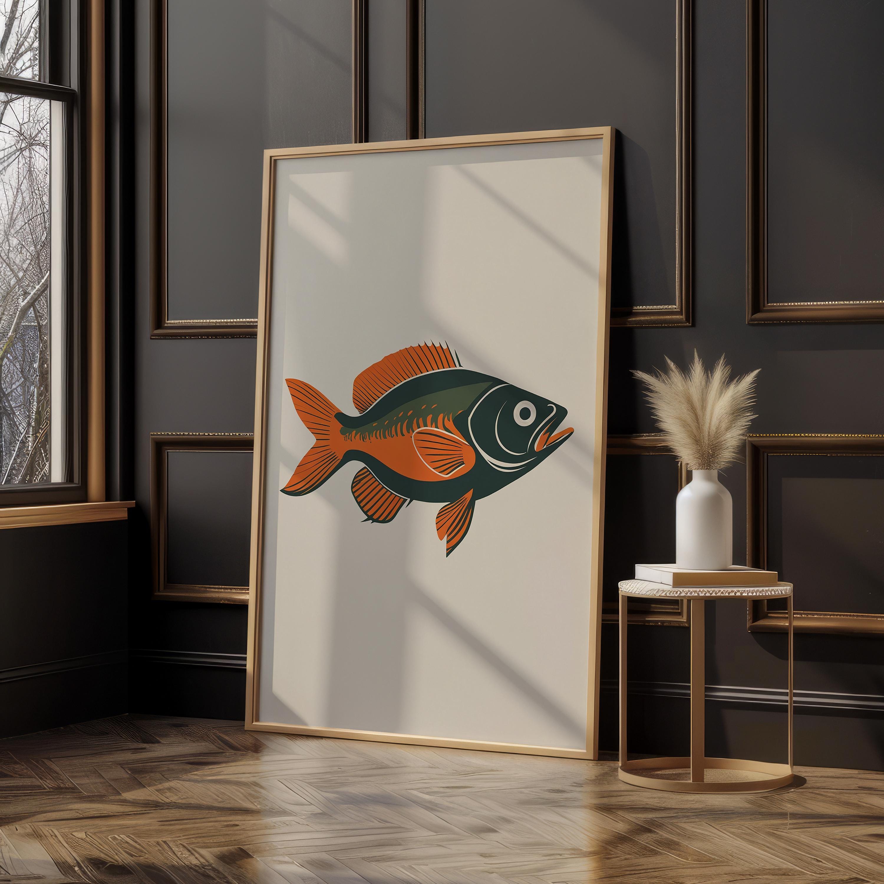 Stylised Fish Wall Art Print, Modern Aquatic Poster, Minimalist ...