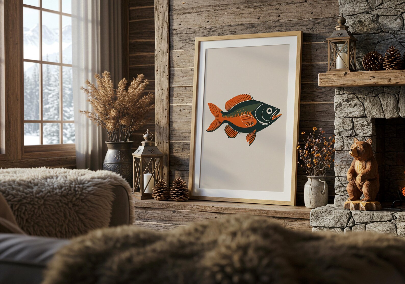 Stylised Fish Wall Art Print, Modern Aquatic Poster, Minimalist ...