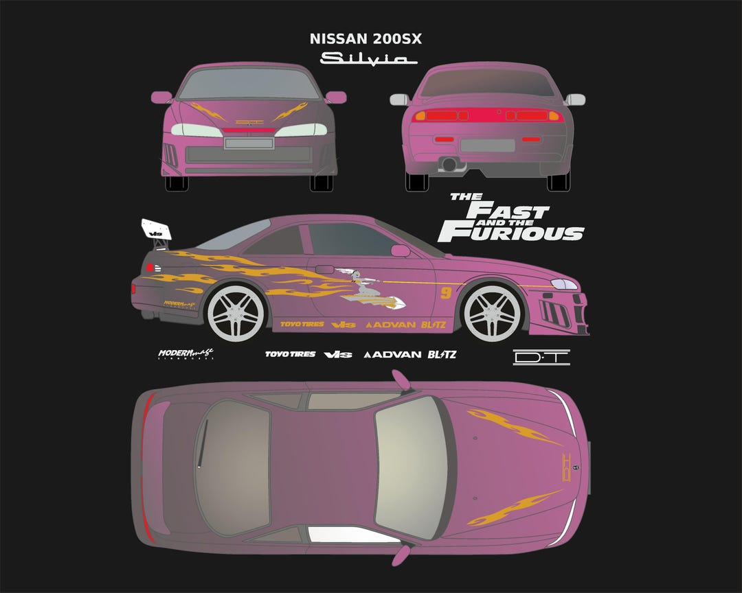 Nissan 200SX Silvia Replica Letty the Fast & the Furious Project Design Vector File for Stickers ...