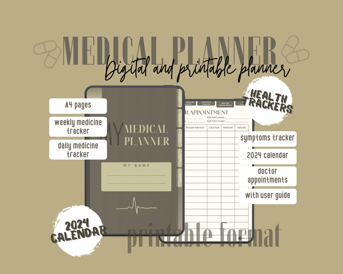 MEDICAL PLANNER Digital and Printable Minimal Theme | Doctor ...
