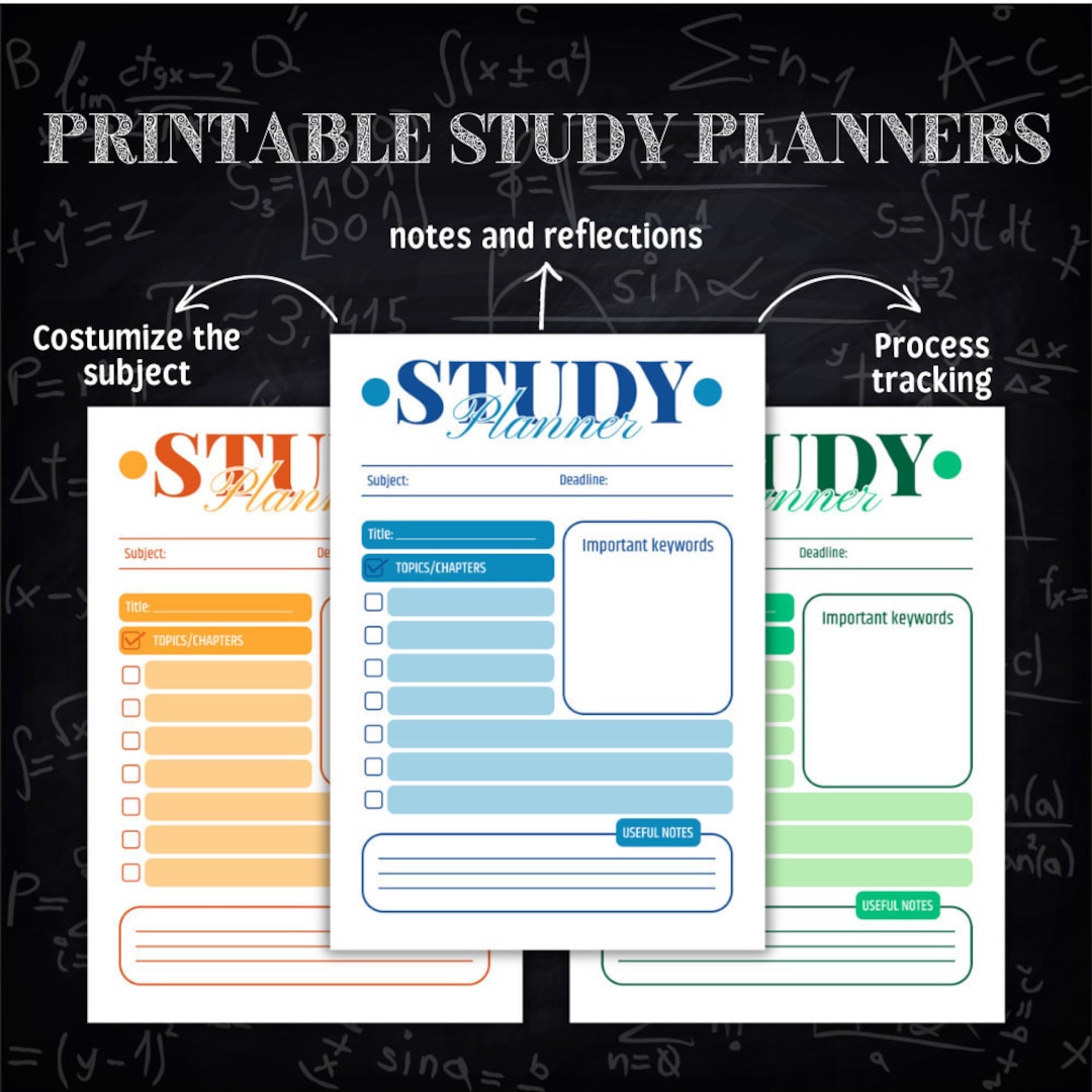 PRINTABLE Study Planner SIX COLORS - Etsy