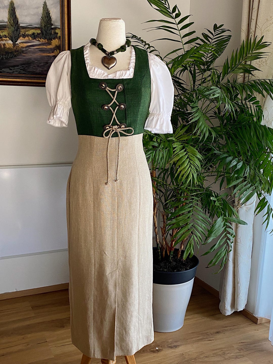 Vintage Dirndl Linen Gössl Trachten Dress Austrian Traditional Costume ...
