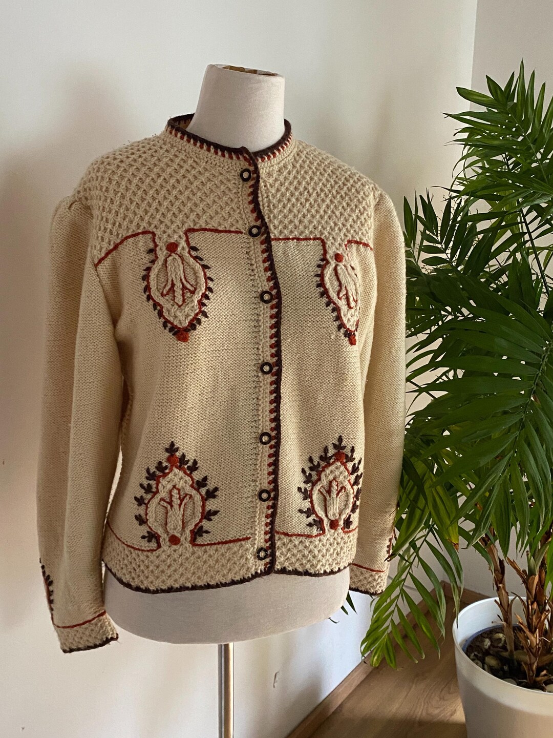 80's Hand Knitted Traditional Austrian Cardigan/ Dirndl Cardigan ...