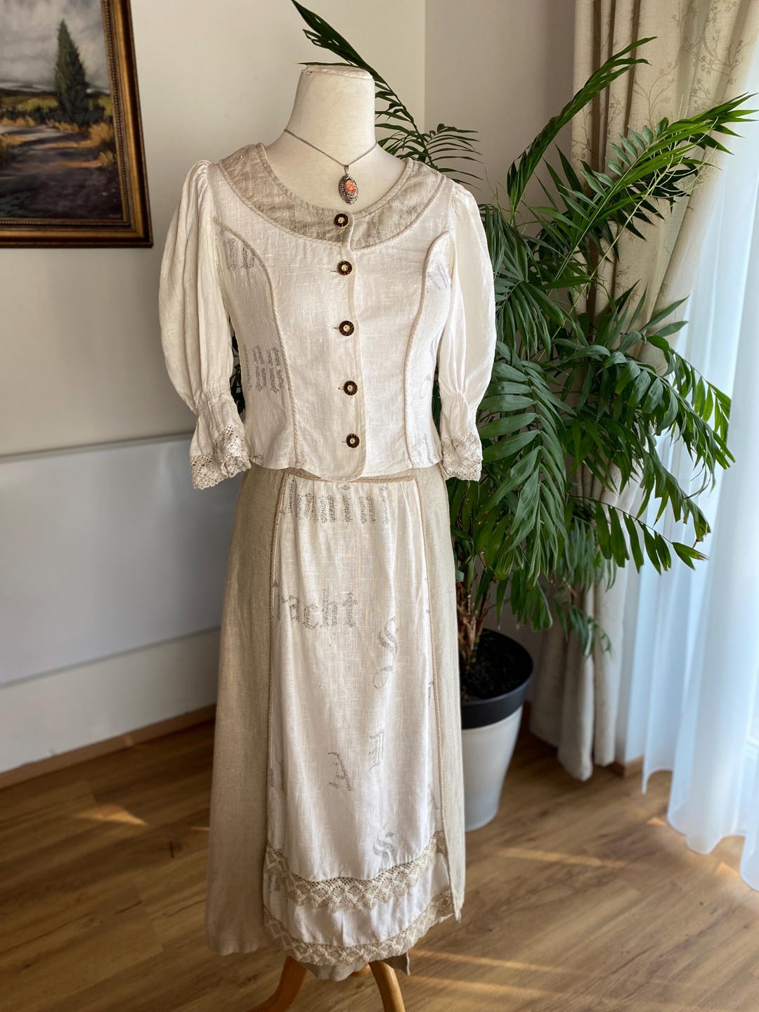 Vintage Dirndl Dress Medieval Trachten Set Folklore Skirt Cottage Core ...