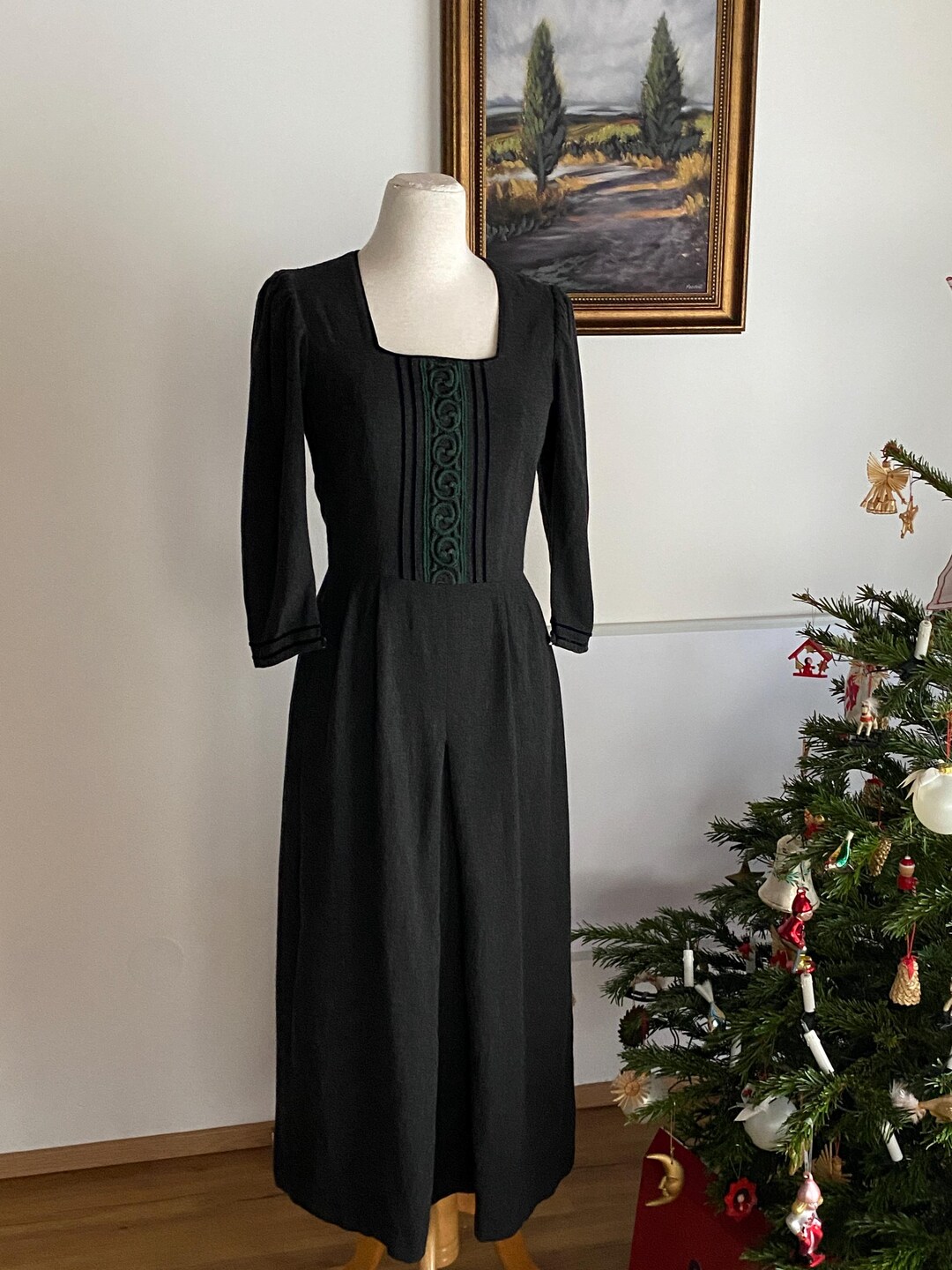 Vintage Austrian Dirndl Dress/ Vintage Wool Folk Dress/ Octoberfest ...