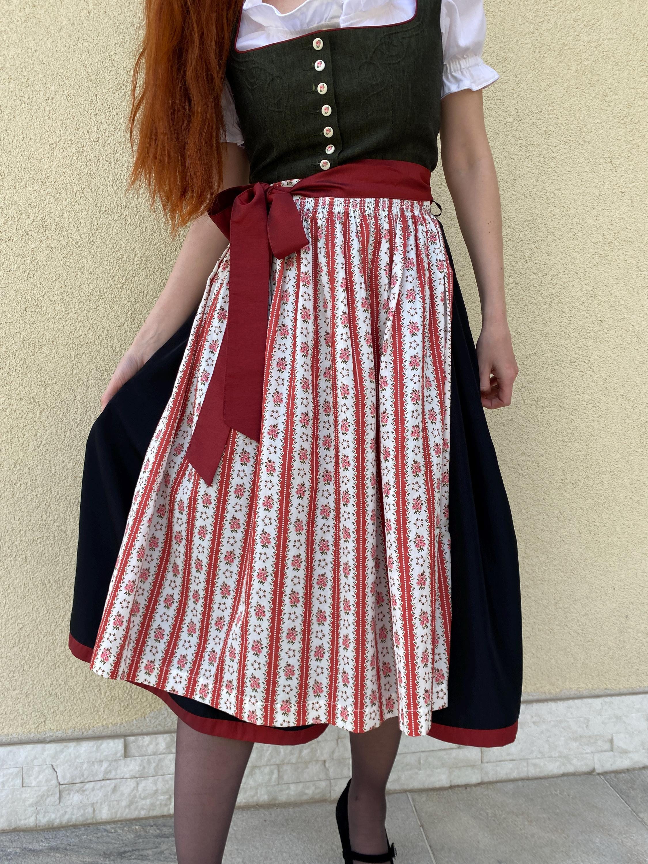 Dirndl Dress With Apron Floral Pattern/ Austrian Folk Dress ...